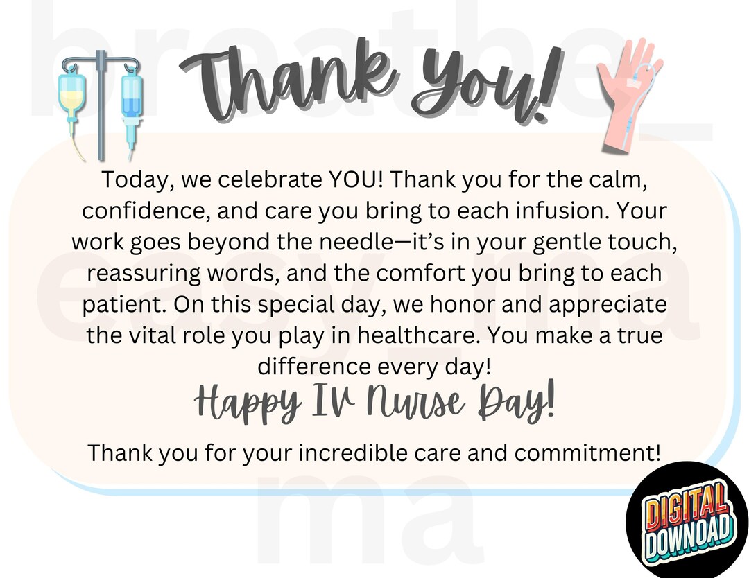 IV Nurse Day Card: Fun Appreciation Gift (digital Download) - Etsy