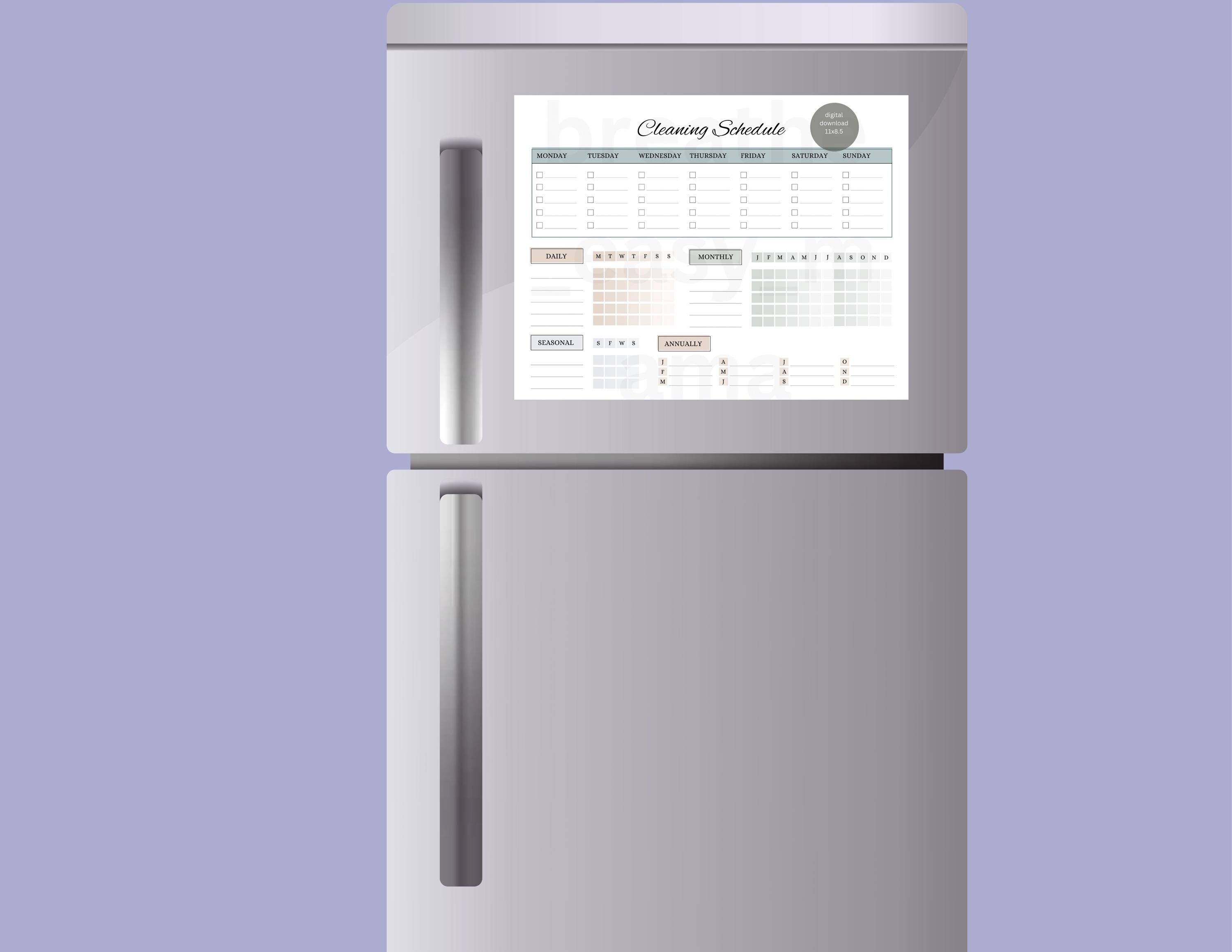 Digital, Printable Cleaning Schedule, Keep Track and Stay Organized ...