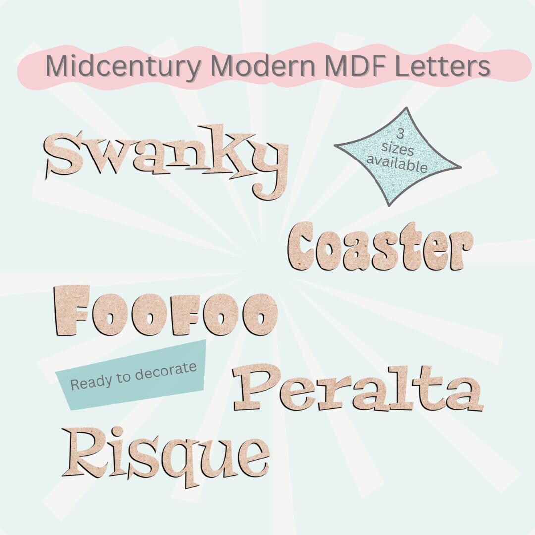 Midcentury Modern MDF Letters Available in Three Sizes: 3", 5", and 11 ...