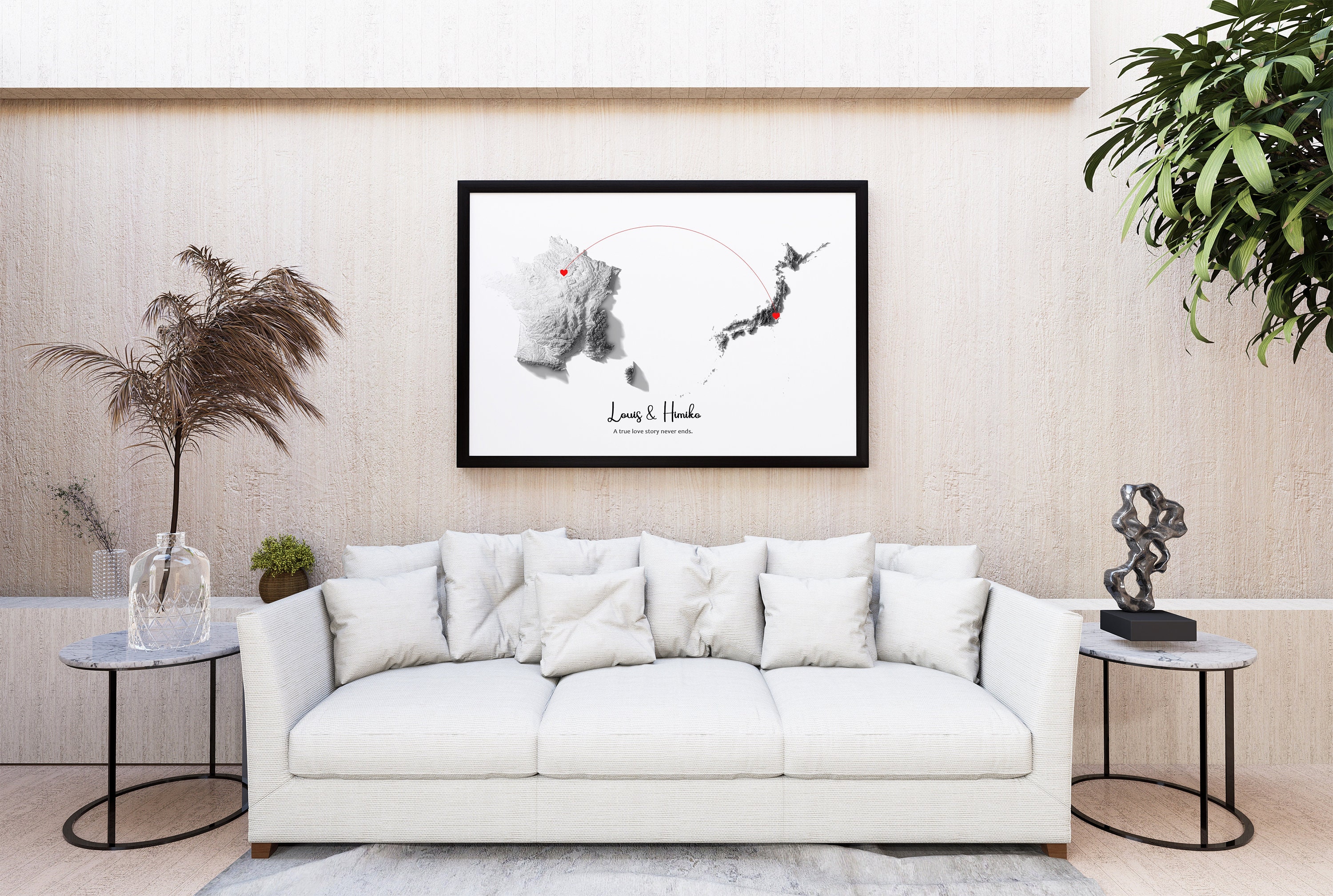 Personalised Couple Love Map, Personalised Map Poster, Love Map, Two ...