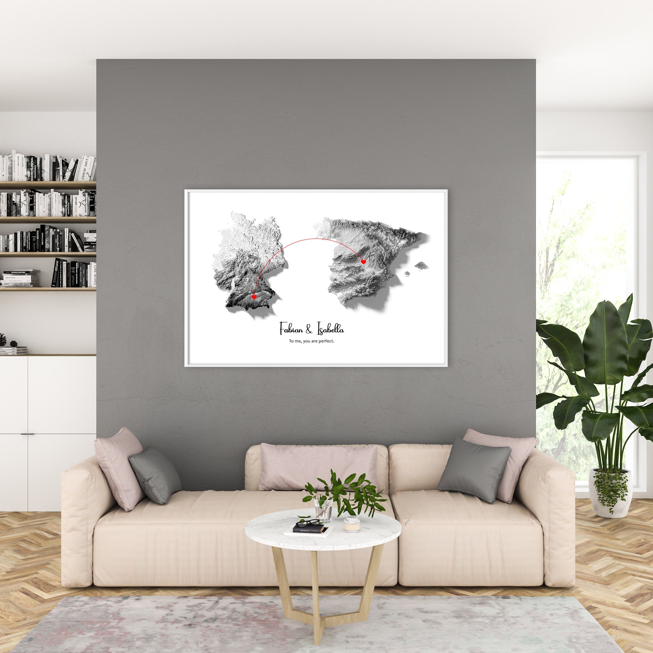 Personalised Couple Love Map, Personalised Map Poster, Love Map, Two ...