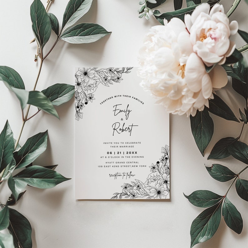 Minimalist Wedding Invitation Template, Editable Instant Download ...