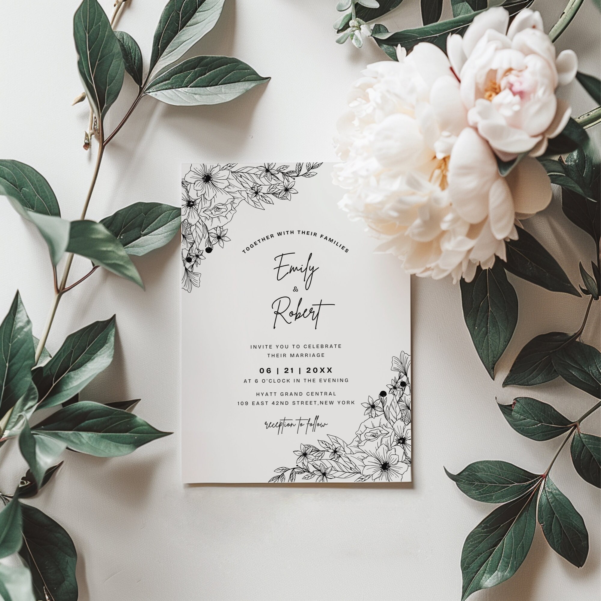 Minimalist Wedding Invitation Template, Editable Instant Download ...