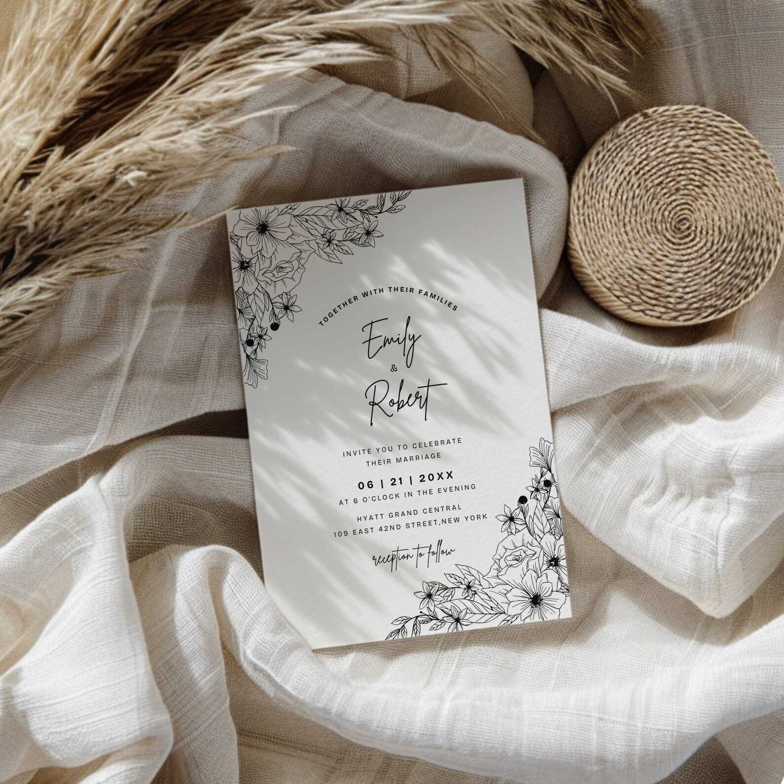 Minimalist Wedding Invitation Template, Editable Instant Download ...