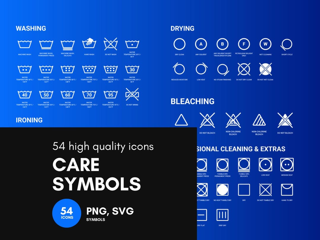 Laundry Symbols SVG Bundle, Care Symbol SVG for Crafts & Designs ...