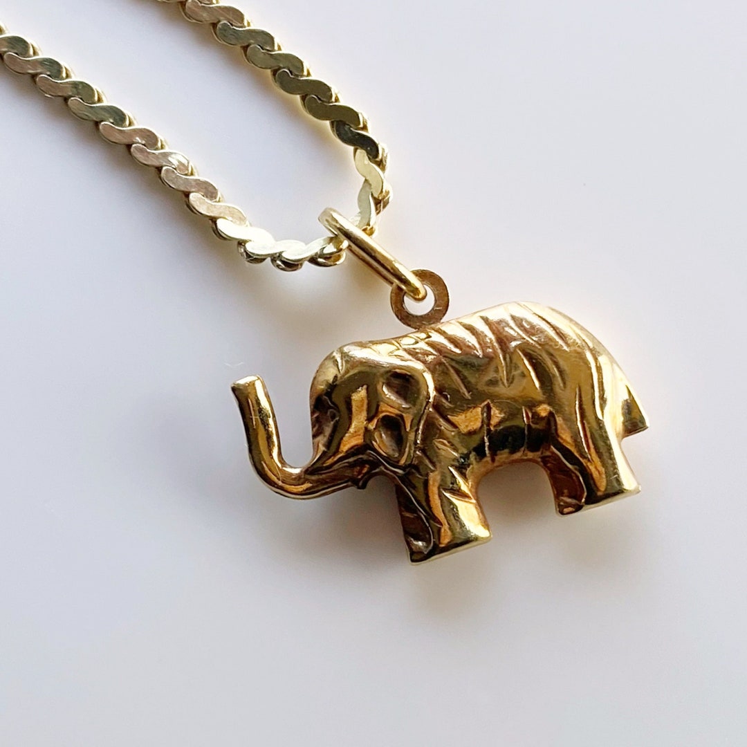 Italian 14k Solid Yellow Gold Elephant Charm Pendant - Etsy