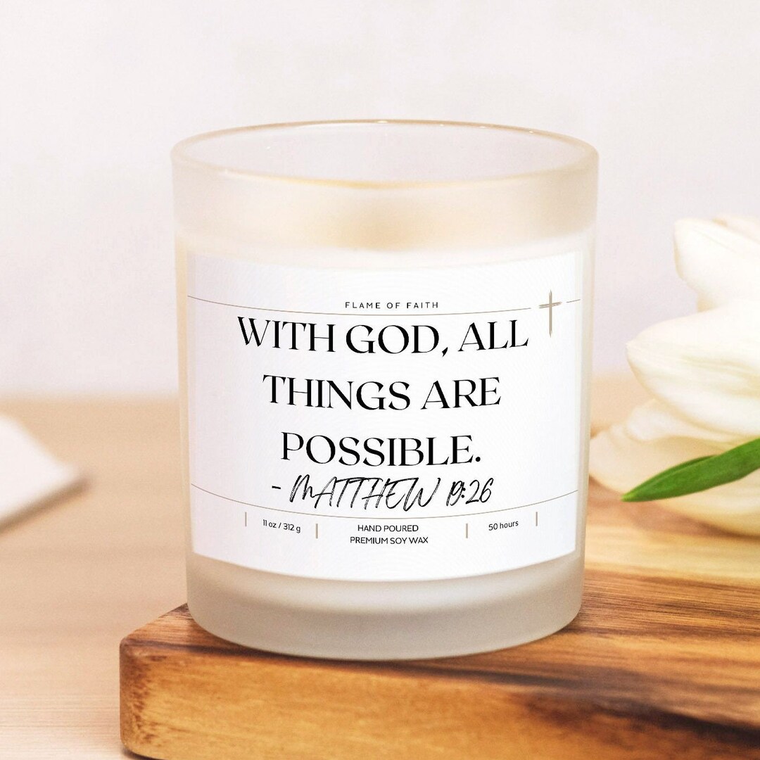 Matthew 19:26 | Bible Verse Candle | Hand Poured 11 Oz Prayer Candle ...