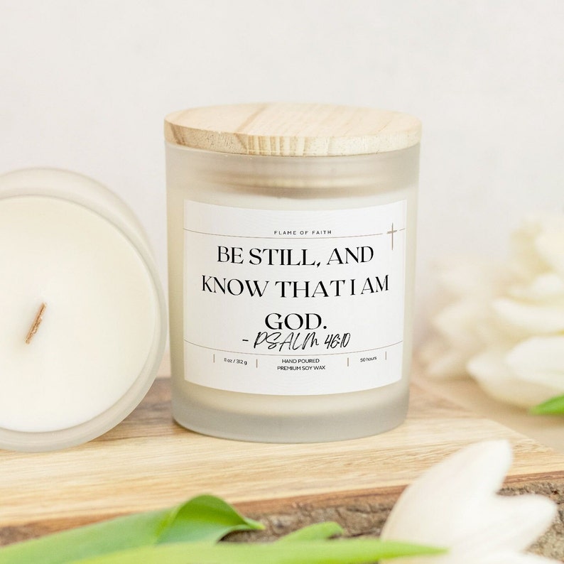 Psalm 46:10| Bible Verse Candle | Hand Poured 11 Oz Prayer Candle ...