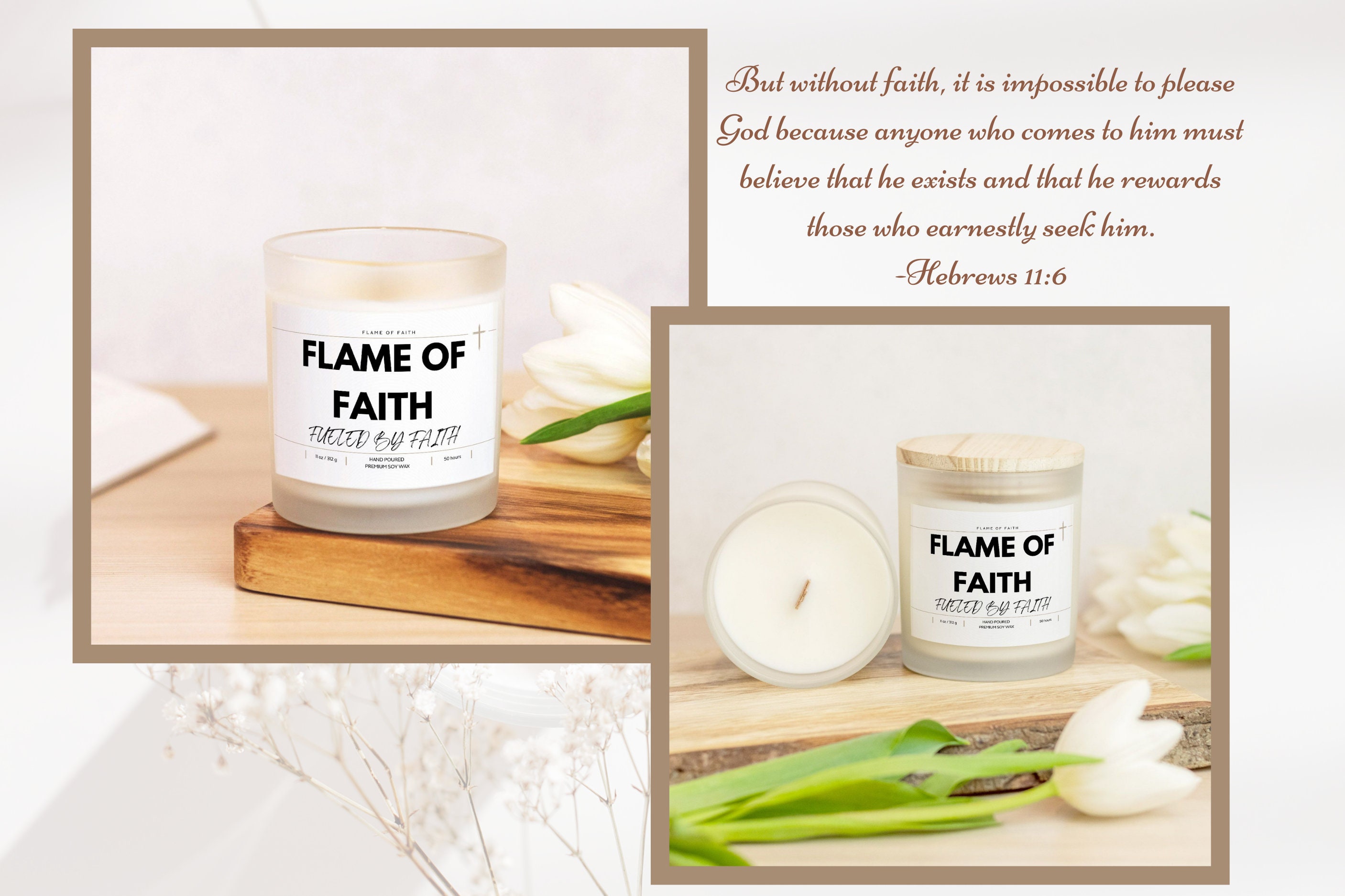 Flame of Faith | Bible Verse Candle | Hand Poured 11 Oz Prayer Candle ...