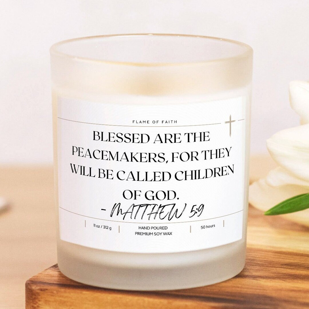Matthew 5:9 | Bible Verse Candle | Hand Poured 11 Oz Prayer Candle ...