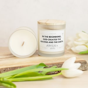 Genesis 1:1 | Bible Verse Candle | Hand Poured 11 Oz Prayer Candle ...