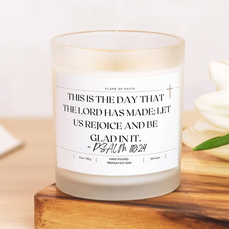 Psalm 118:24 | Bible Verse Candle | Hand Poured 11 Oz Prayer Candle ...