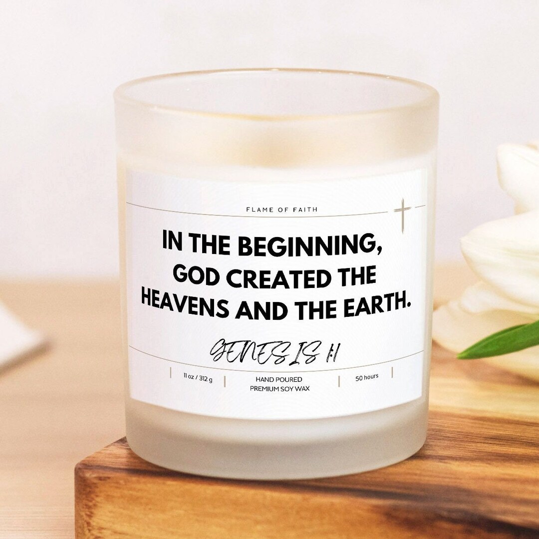 Genesis 1:1 | Bible Verse Candle | Hand Poured 11 Oz Prayer Candle ...