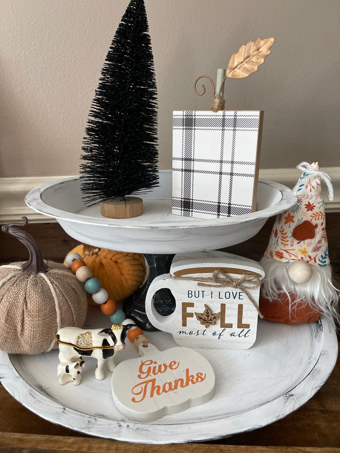 Handpainted Distressed 2-tier Riser Stand Tray - Etsy