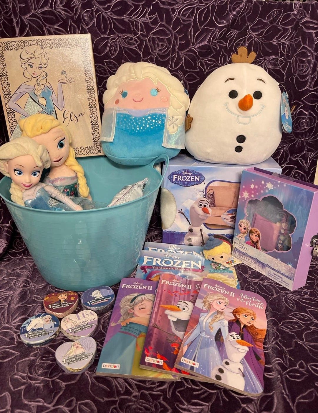 New Disney Frozen Elsa & Olaf Easter Basket Books Squishmallows Dolls ...