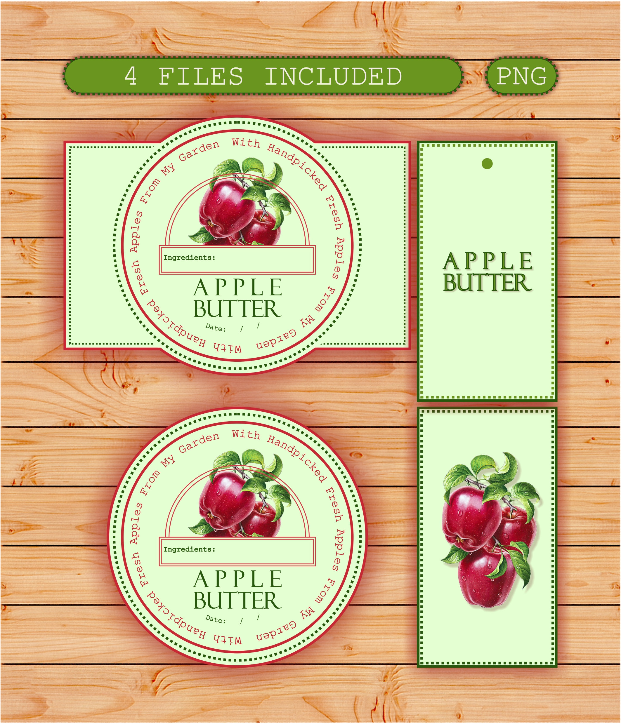 Printable Apple Butter Labels 4 PNG Files Included - Etsy