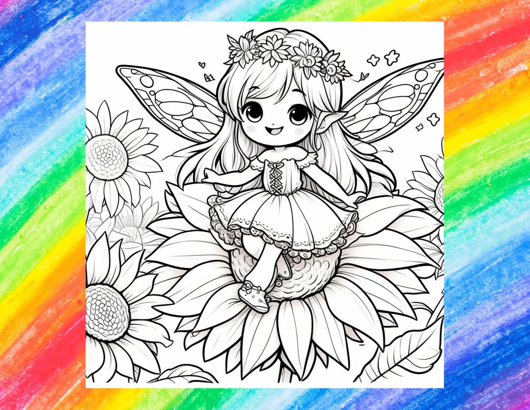 Fairies & Flowers Coloring Pages! - Etsy