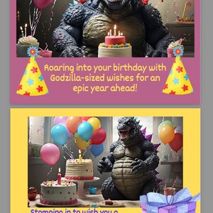 Godzilla Happy Birthday Cards - Etsy