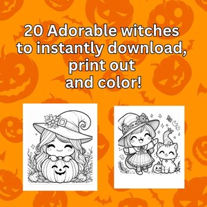 Cute Witch Coloring Pages! - Etsy