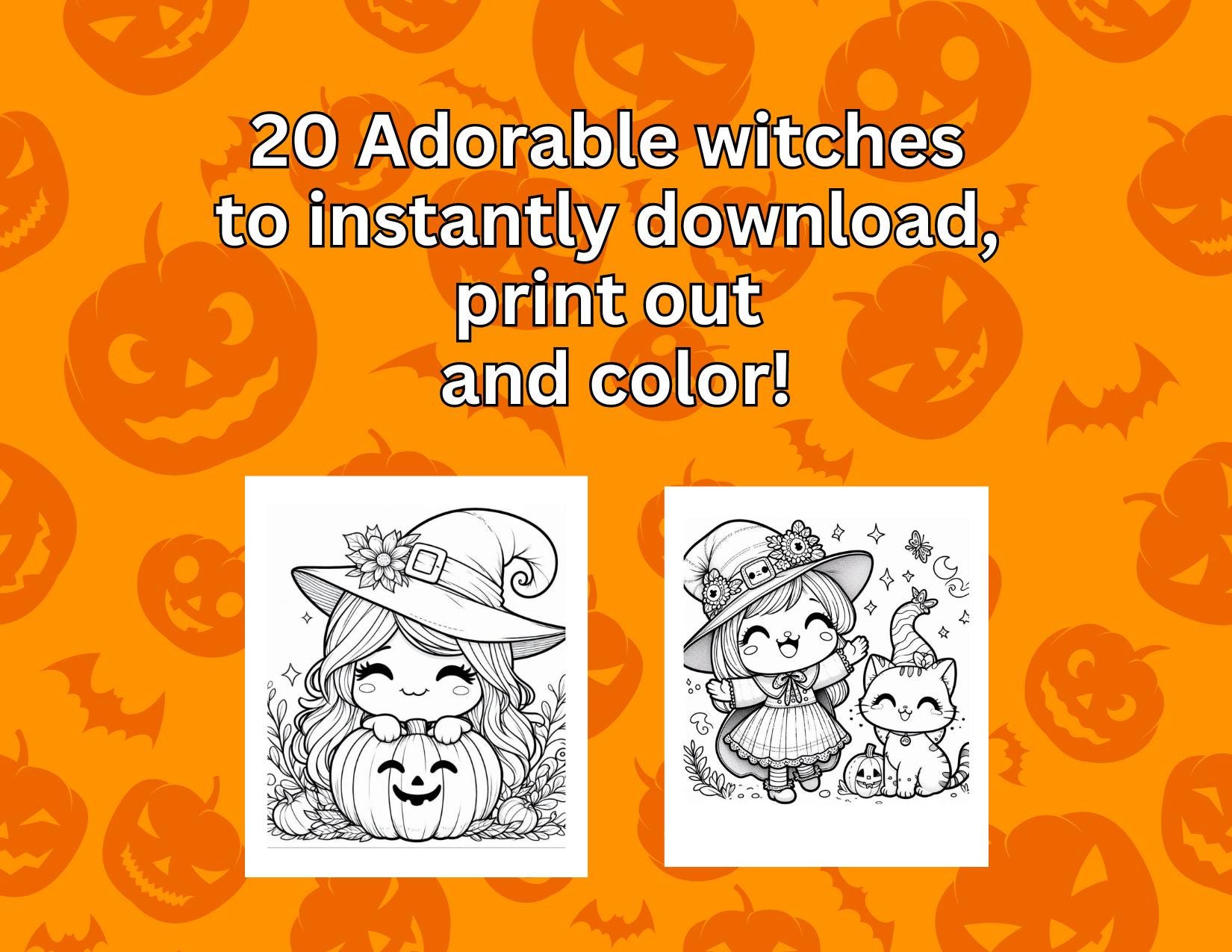 Cute Witch Coloring Pages: Cozy Coven (PDF Download) - Etsy