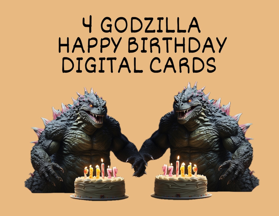 Godzilla Happy Birthday Cards - Etsy UK