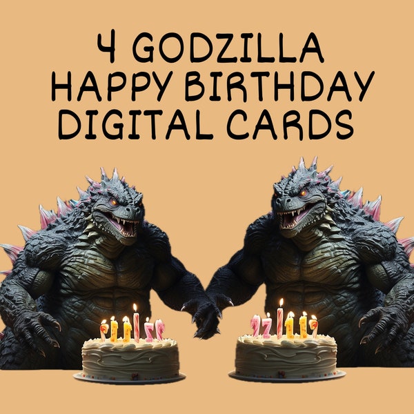 Printable Godzilla Happy Birthday - Etsy