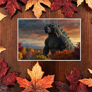 5 Digital Images of Godzilla in Autumn Scenes - Etsy