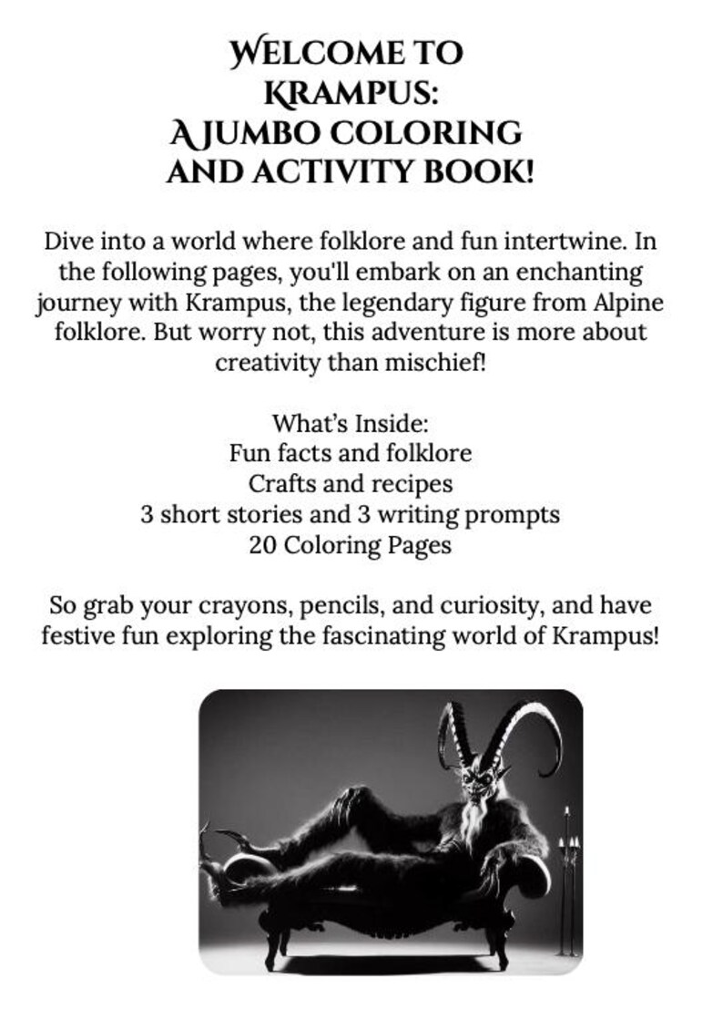 Krampus Activity Book! Instantly Download the PDF! - Etsy