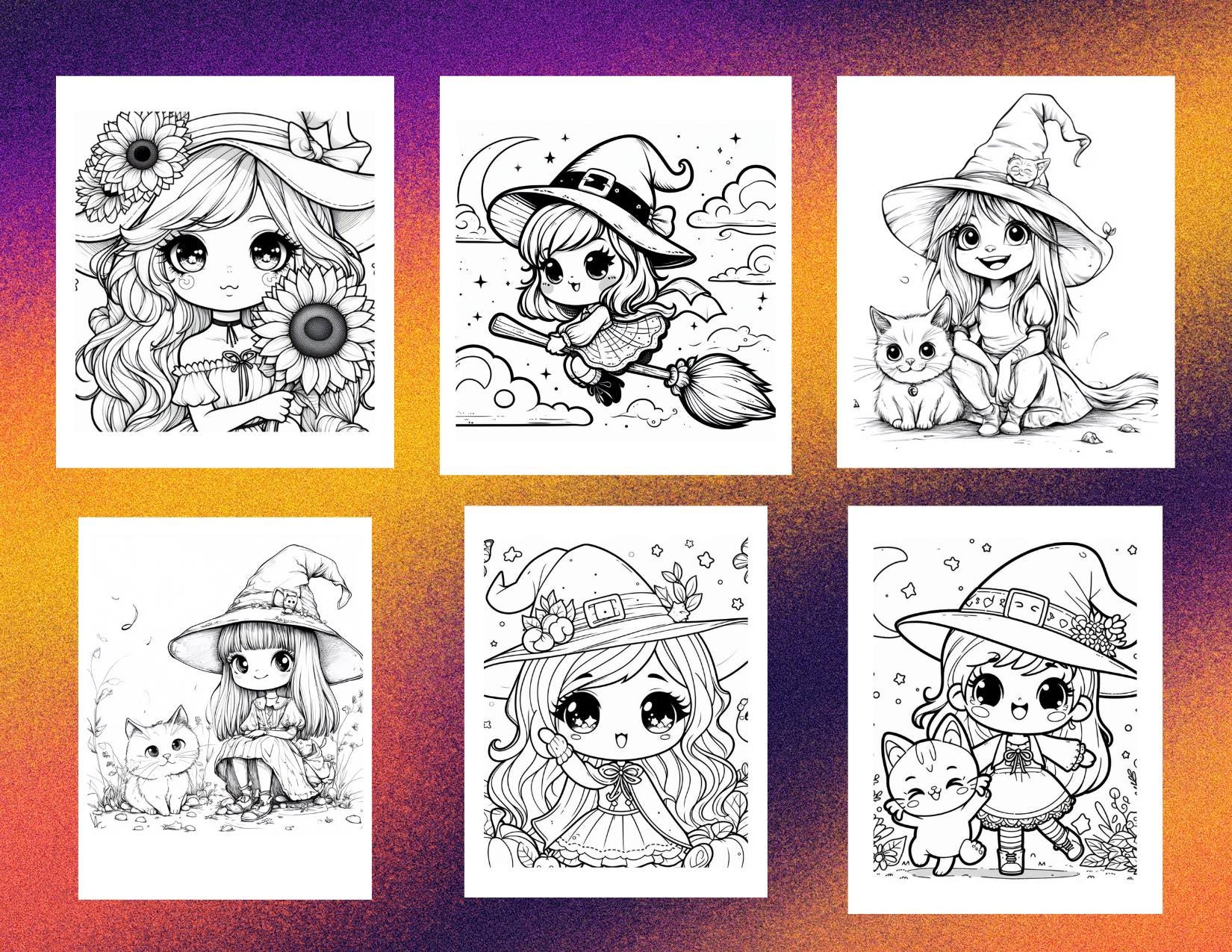 Cute Witch Coloring Pages! - Etsy