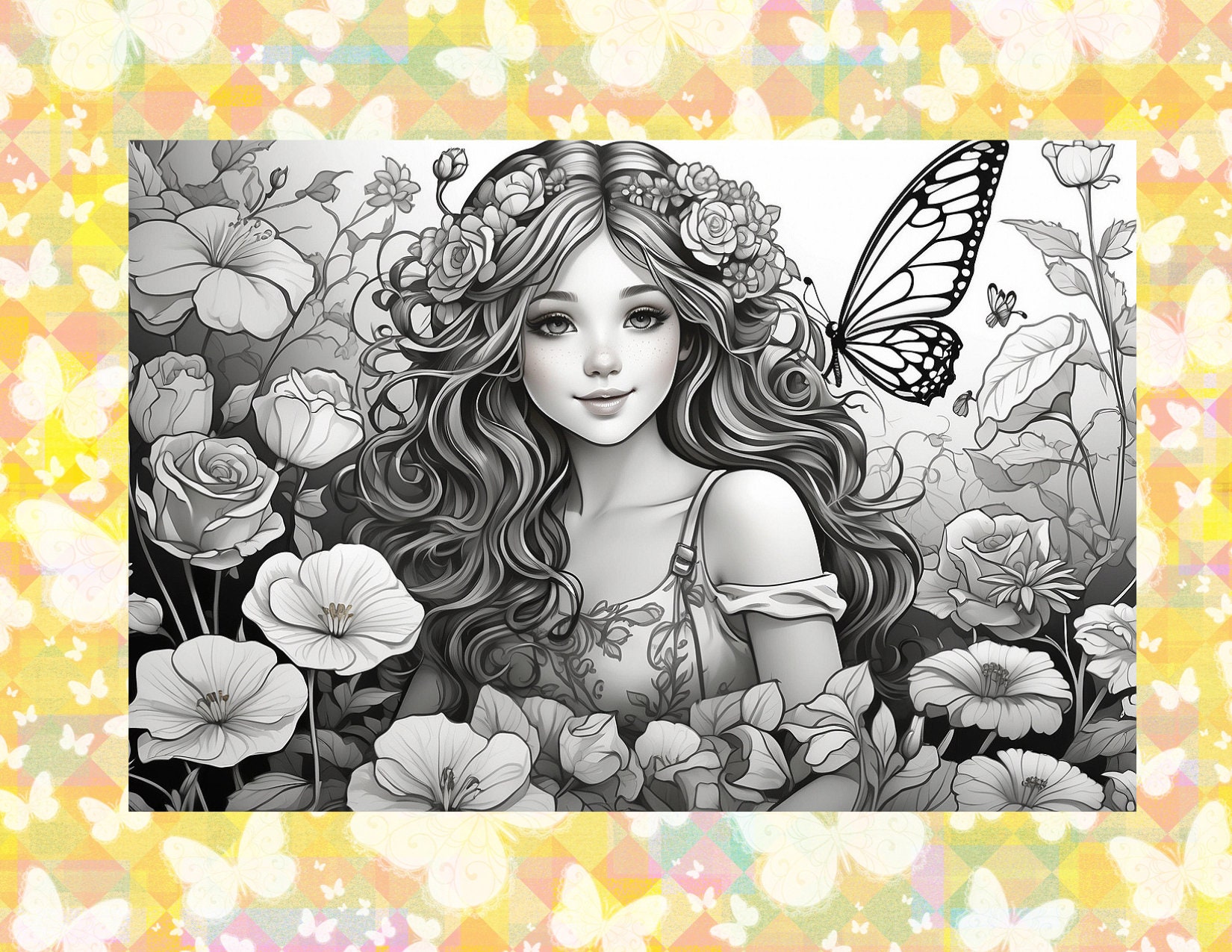 Fairies & Flowers Coloring Pages! - Etsy