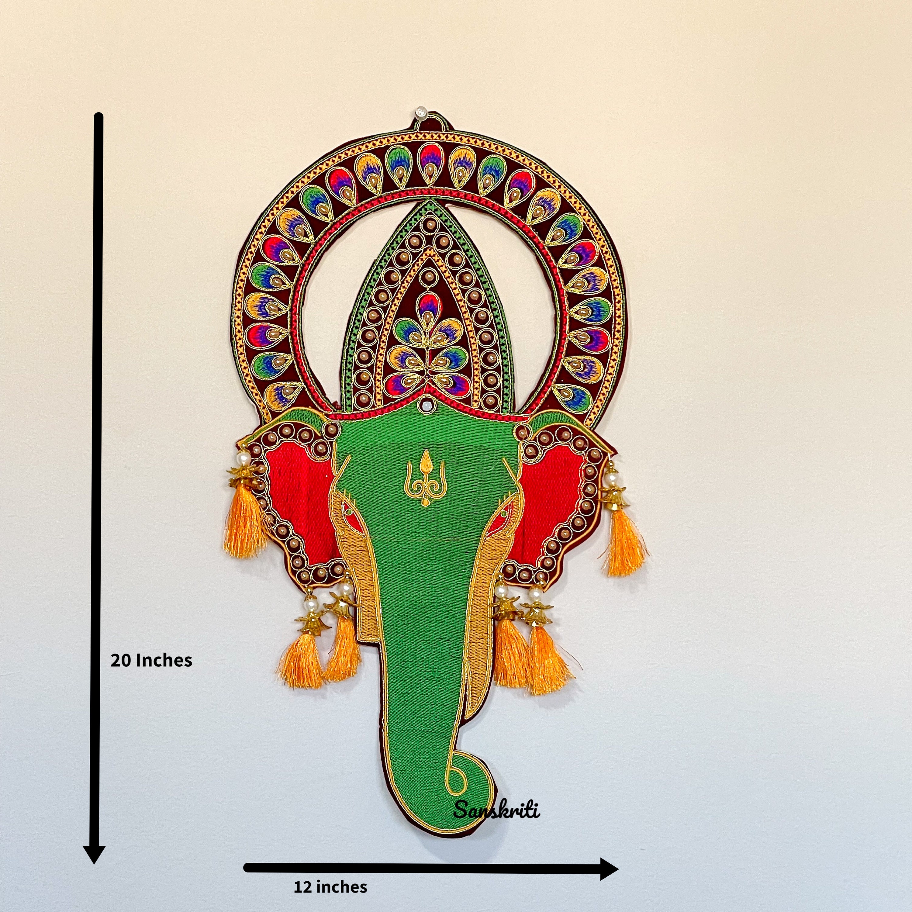 Ganesha Wall Hanging Embroidered Cloth Decor Ganpati Ganesh Wall Art ...