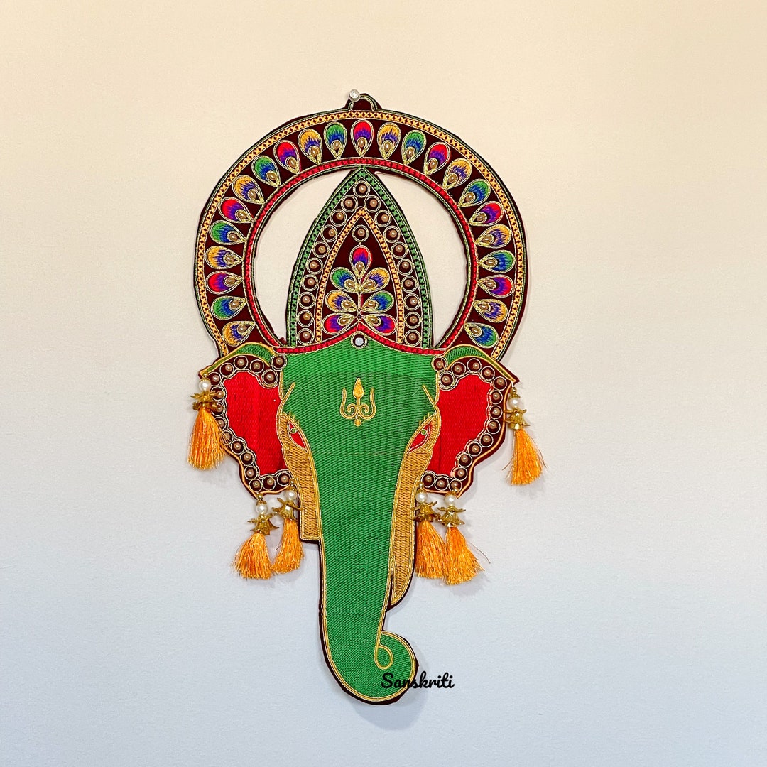 Ganesha Wall Hanging Embroidered Cloth Decor Ganpati Ganesh Wall Art ...