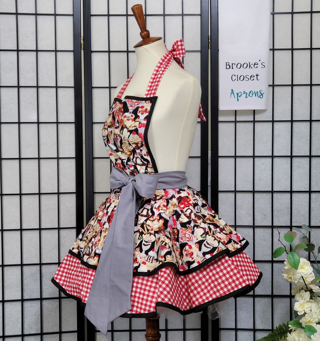 Diner Apron, Banana Split Milkshake Apron, Chocolate Sundae Apron - Etsy