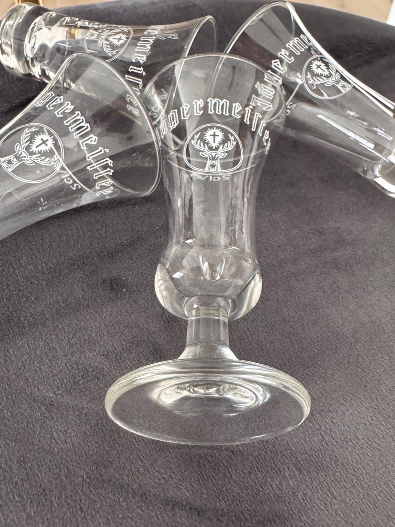 Vintage Jägermeister Stemmed Shot Glasses | Set of 4 | German Liqueur ...