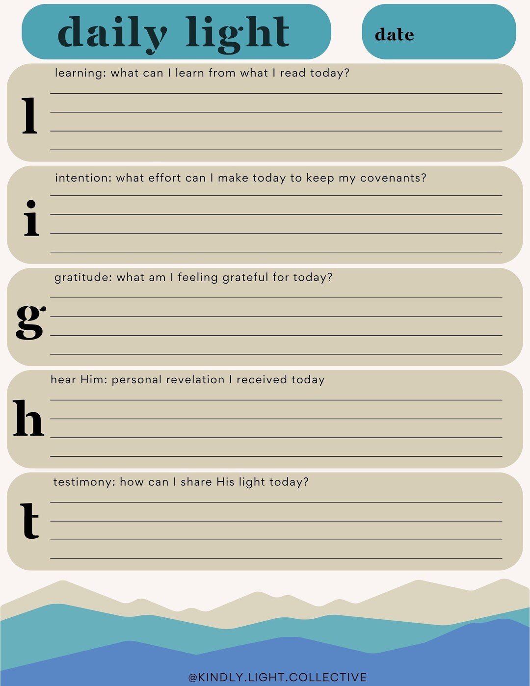 Daily Light Page- Reflective and Intentional Personal Study Tool for ...