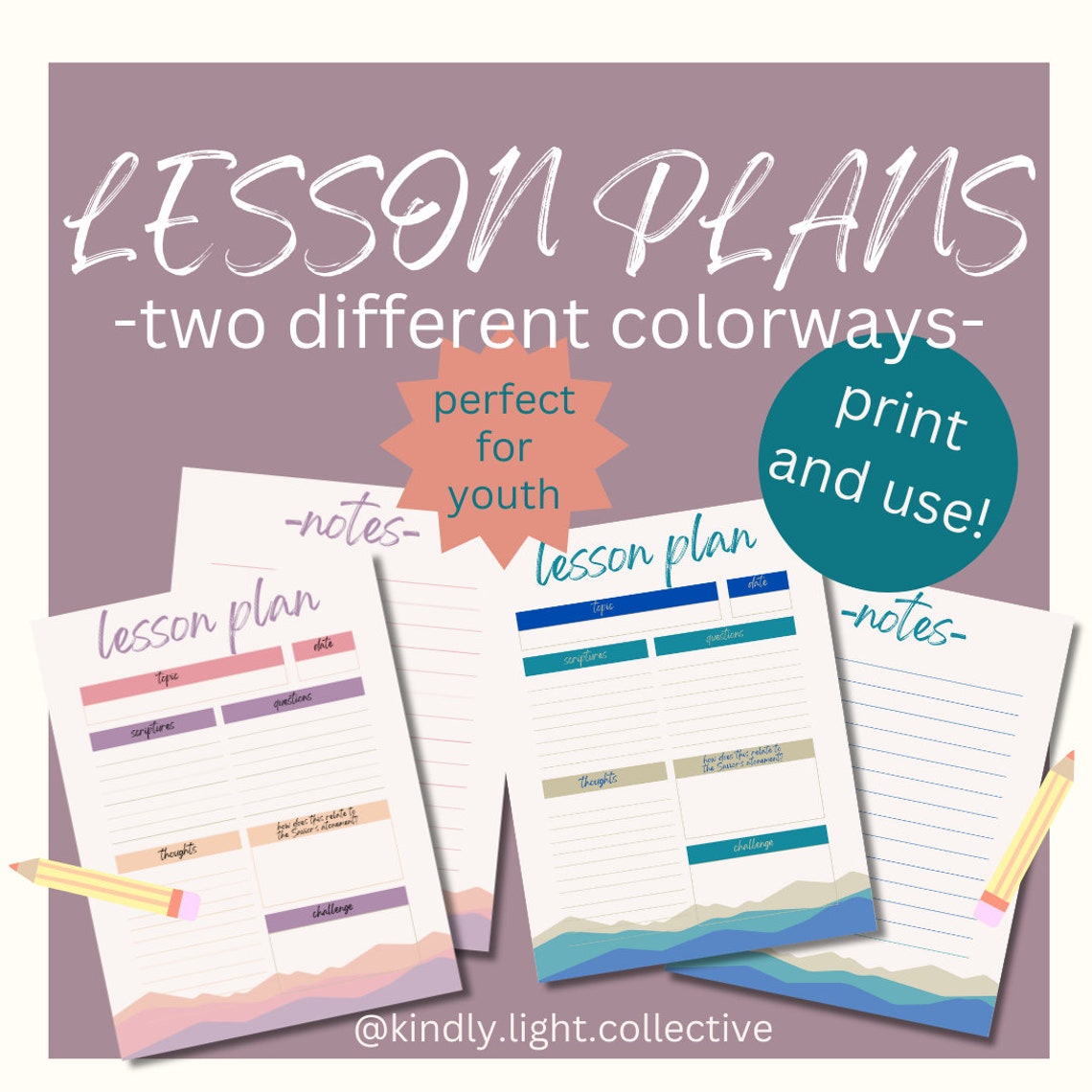 Printable Lesson Plan Outlines for Youth - Etsy