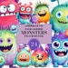 Cute Monster Halloween Clipart, Watercolor Clipart, Cute Monsters ...