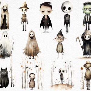 Cute Halloween Clipart, Watercolor Halloween Clipart, Monsters, Witch ...