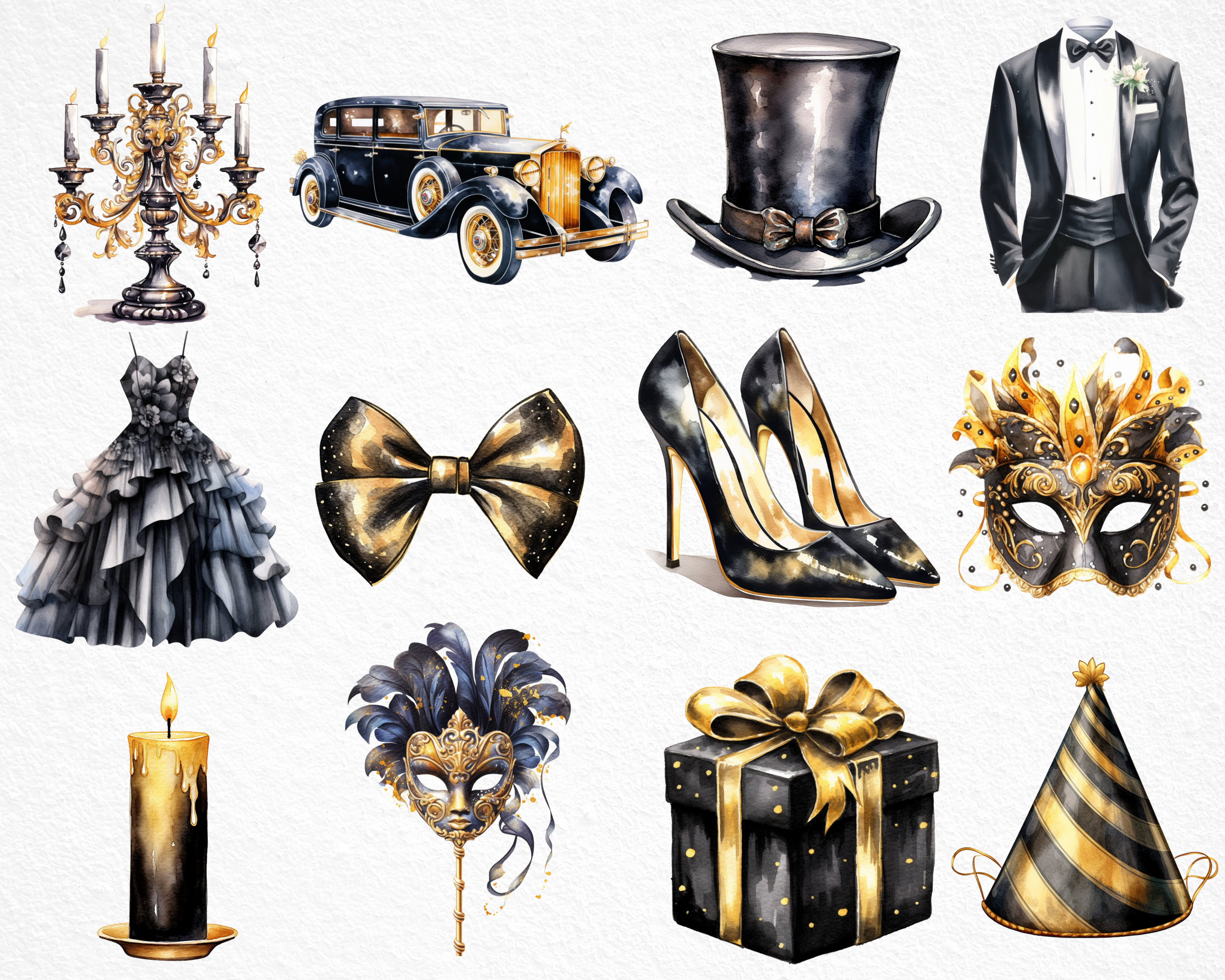 Watercolor New Year's Eve Clipart, NYE Clipart, New Year's Eve Party ...