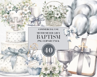 Watercolor First Communion Clipart, Pastel Blue, Baptism Clipart ...