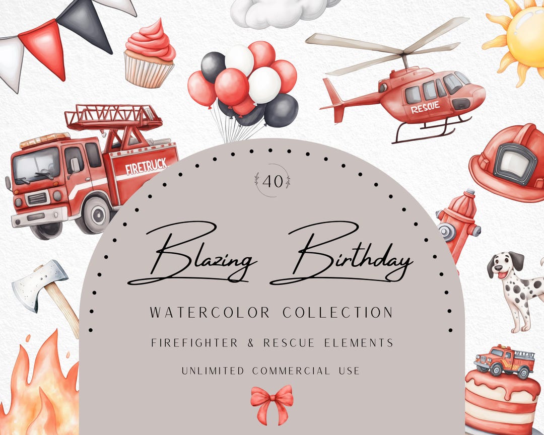 Watercolor Cute Firefighter Clipart, Fire Department, Firefighter ...