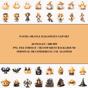 Watercolor Pastel Halloween Clipart, Pasteloween Clipart, Cute Pastel ...