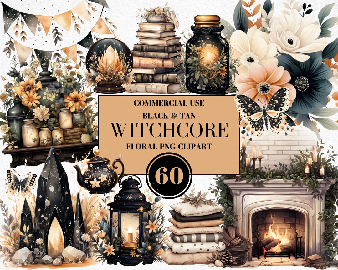 Witchcore Watercolor Clipart, Floral Witchcore, Witchy Cottagecore ...