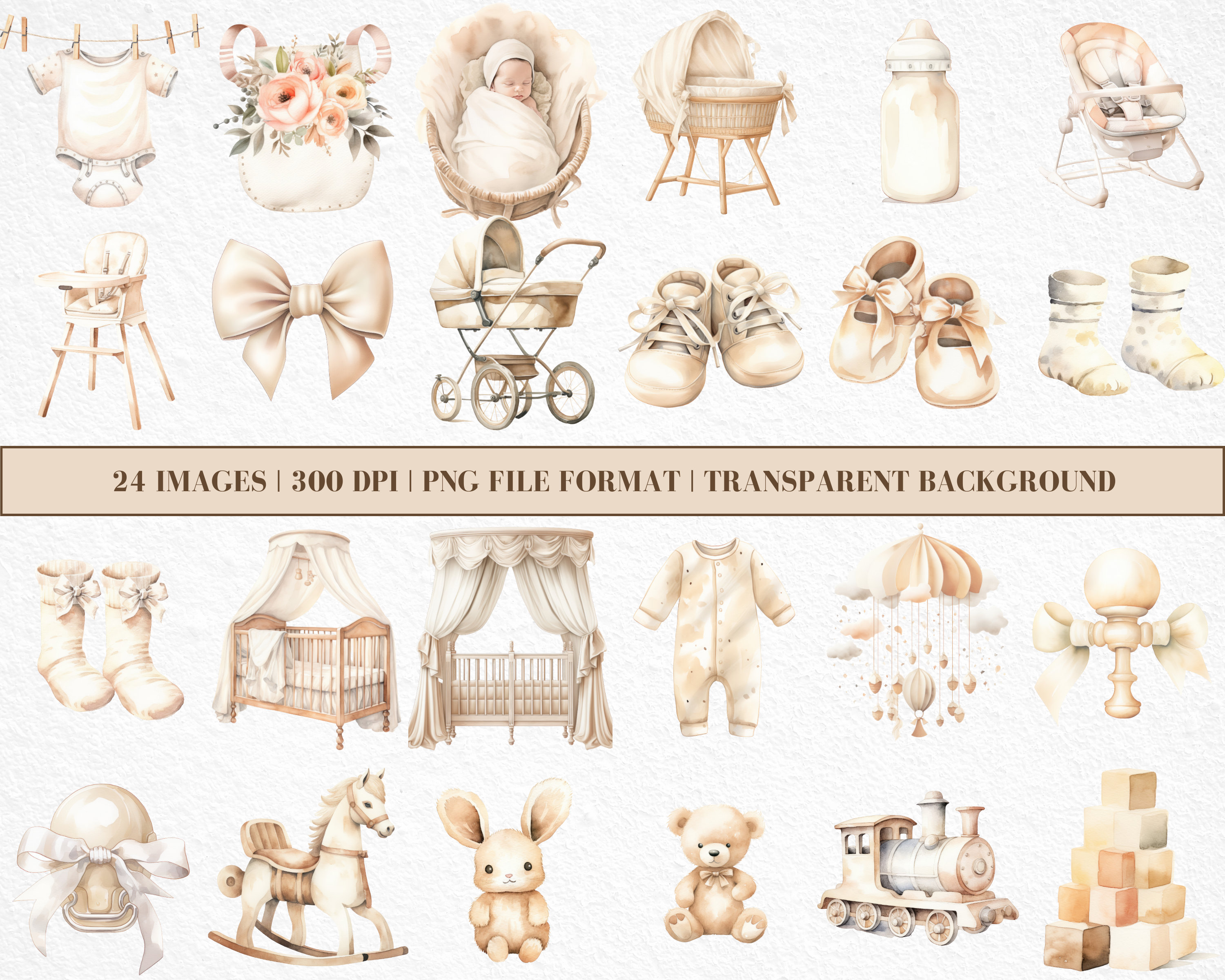 Watercolor Baby Nursery Clipart, Newborn Baby, Boho Nursery, Boho Baby ...