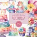 Watercolor Pastel Rainbow Birthday Clipart, Watercolor Birthday Clipart ...