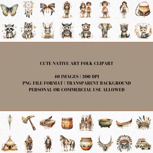 Watercolor Native American Clipart, Cute Native American, Indian ...