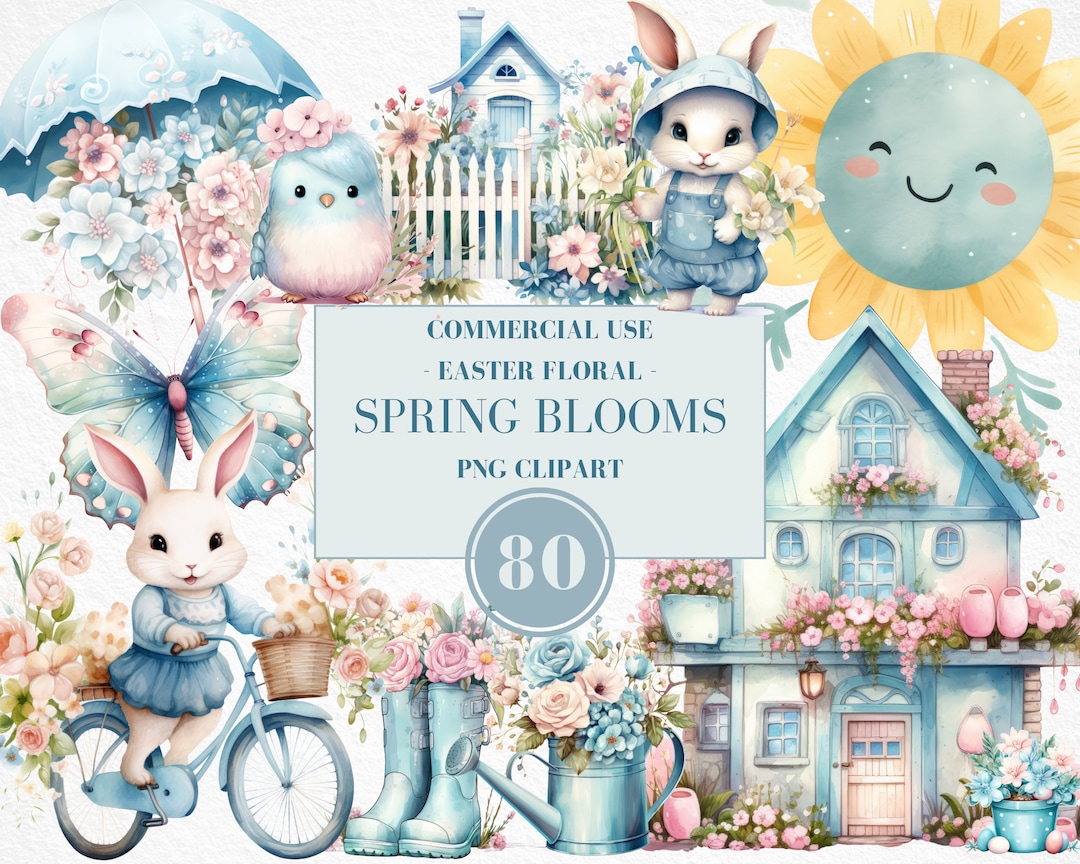 Watercolor Easter Spring Blooms Clipart, Easter Clipart, Spring Clipart ...