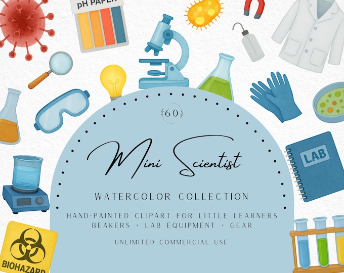 10 Microscope Clipart Set, Science Equipment Illustrations, Printable ...