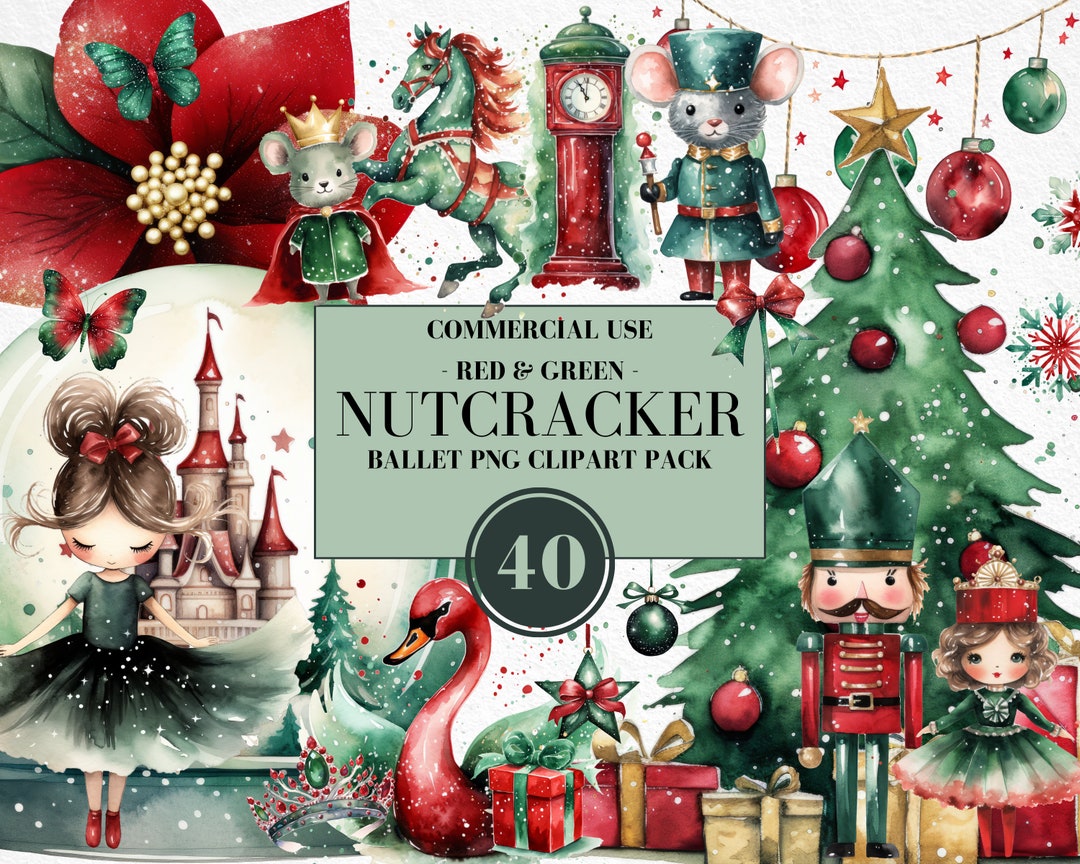 Watercolor Nutcracker Ballet Clipart, Nutcracker Christmas, Ballerina ...