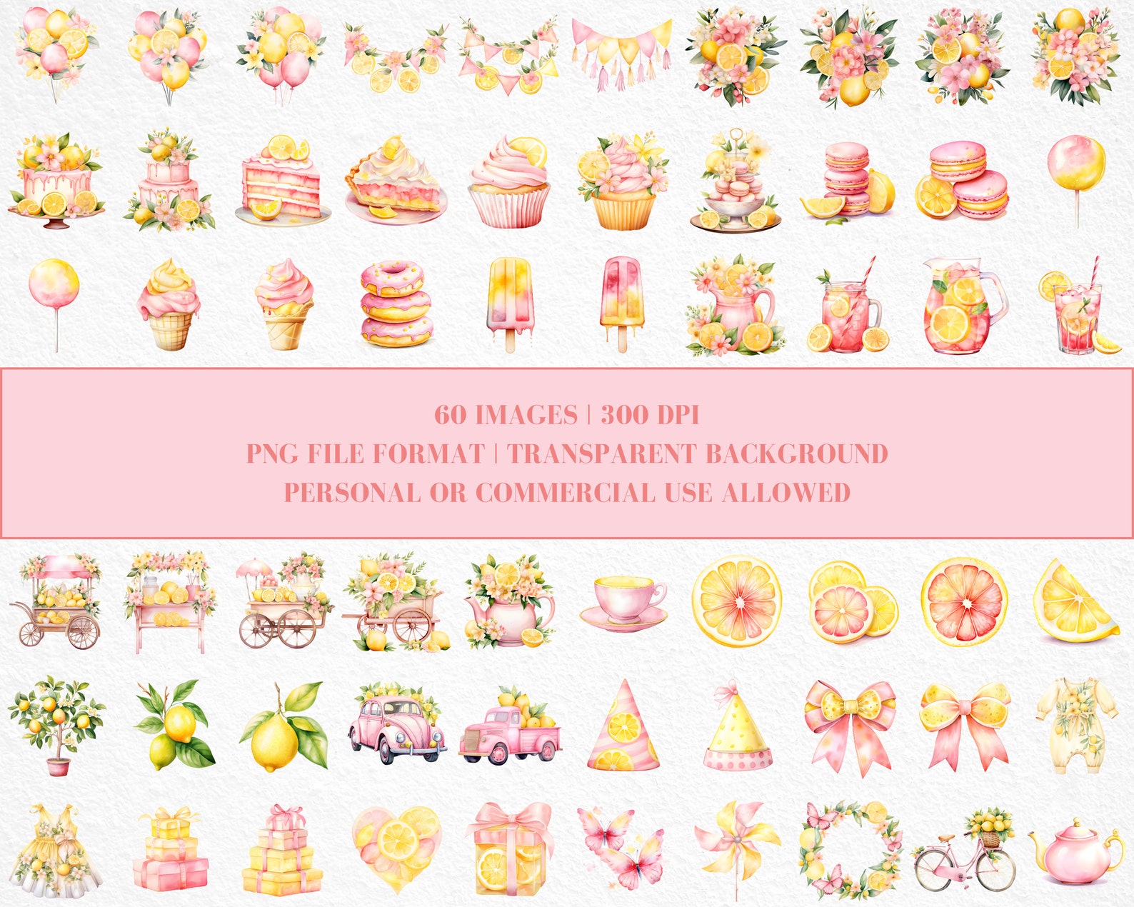 Watercolor Pink Lemonade Clipart, Pink Lemonade Birthday, Pink Lemonade ...